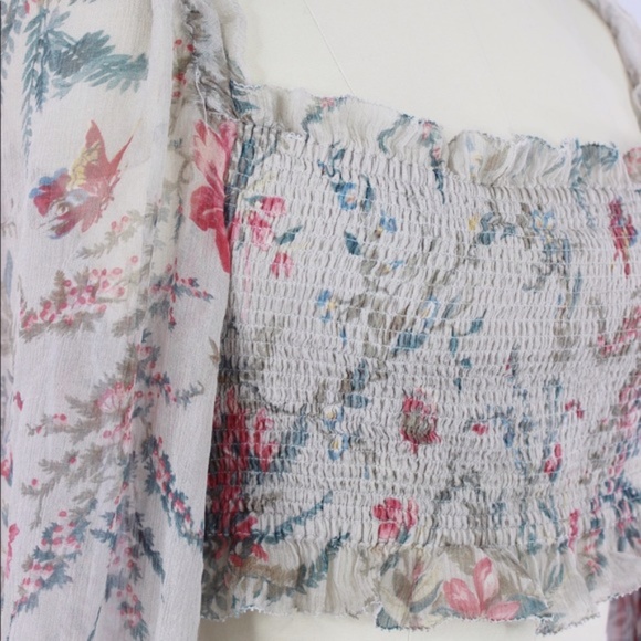 Zimmermann | Tops | New Zimmerman Bayou Floral Shirred Silk Crepe ...